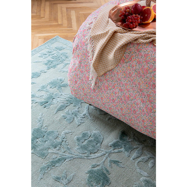 Laura Ashley Rye Sage 081907 Designer Bamboo Silk Wool Cotton Rug ...