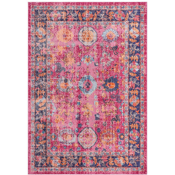 Menhit Pink Multi Coloured Transitional Patterned Rug – Rugs Of Beauty