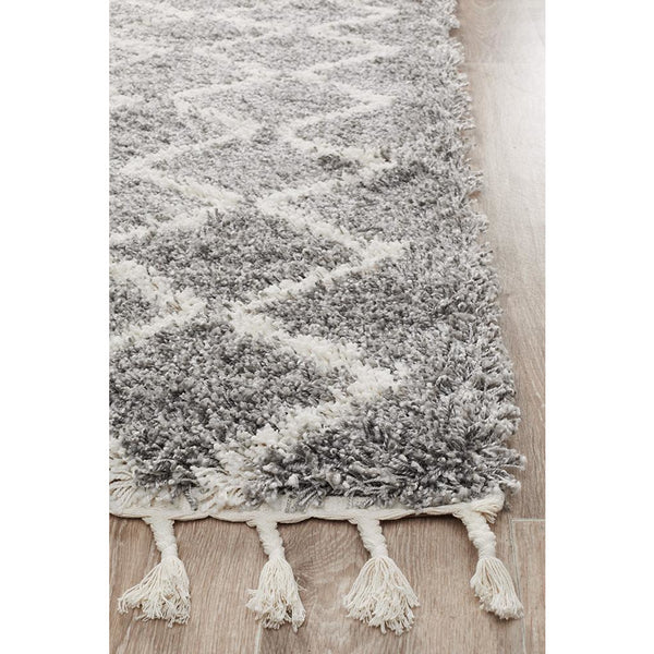 Zaria 152 Silver Grey Moroccan Inspired Modern Shaggy Runner Rug – Rugs ...